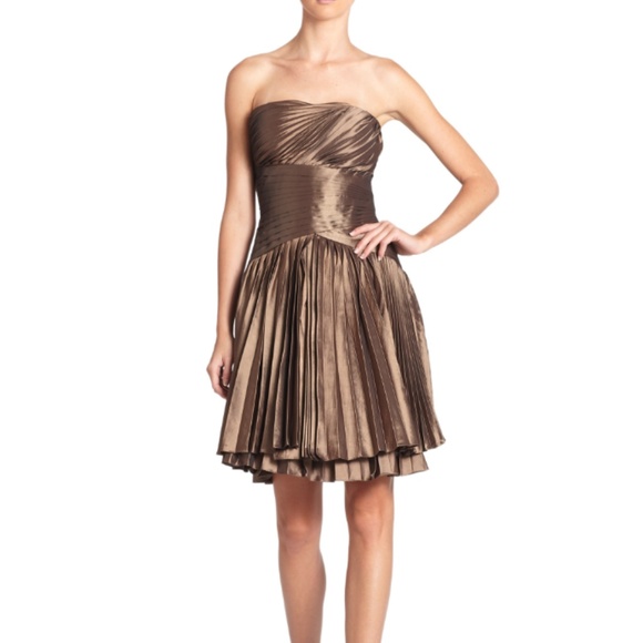 Halston Heritage | Dresses | Halston Heritage Strapless Pleated Taffeta ...